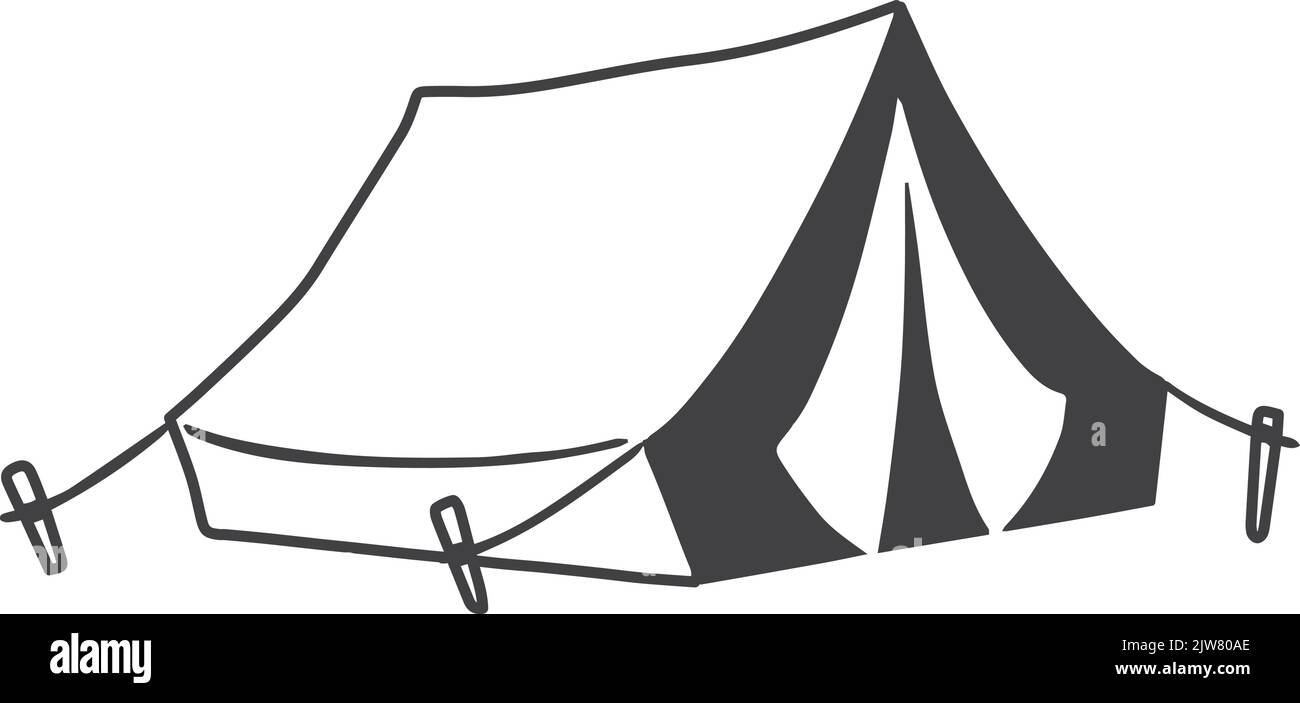 Hand Drawn tents and camps illustration isolated on background Stock ...