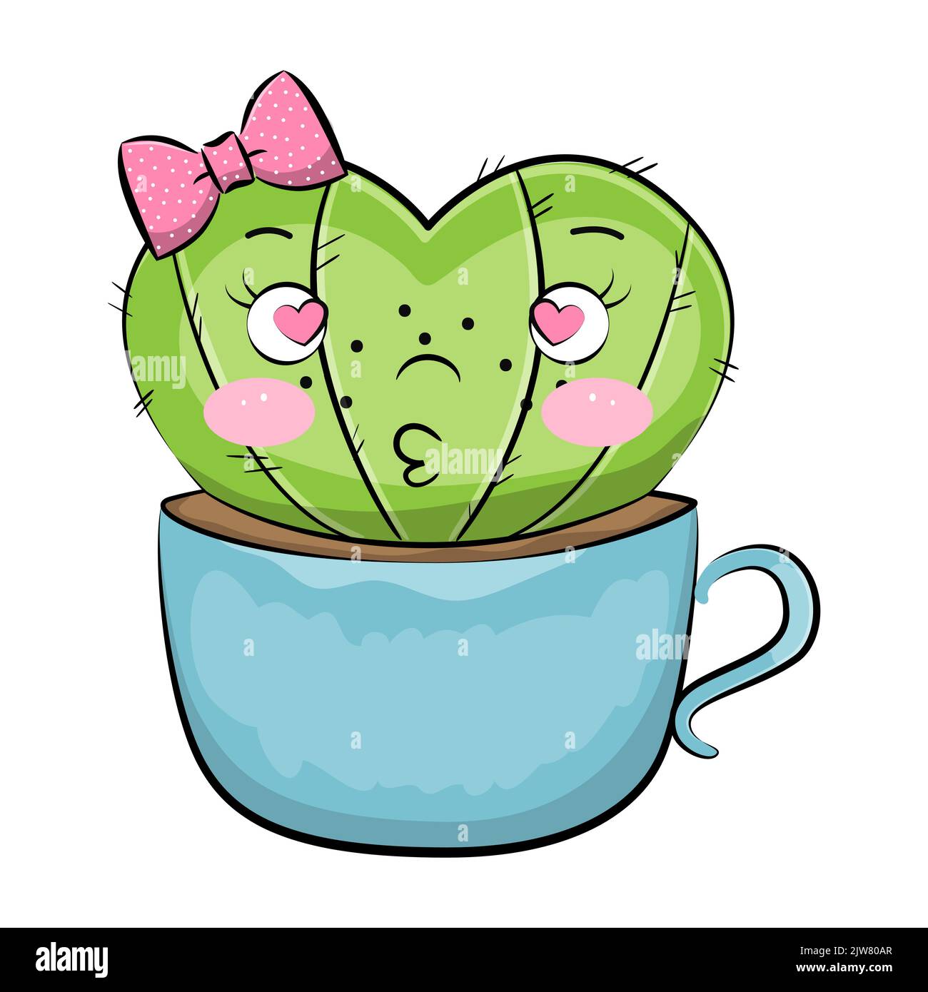 Cute cartoon cactus illustration. Home plants. Vector Stock Vector ...