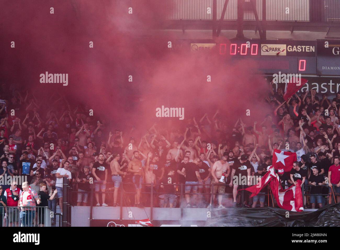 MAASTRICHT, NETHERLANDS - SEPTEMBER 4: MVV fans during the Dutch ...