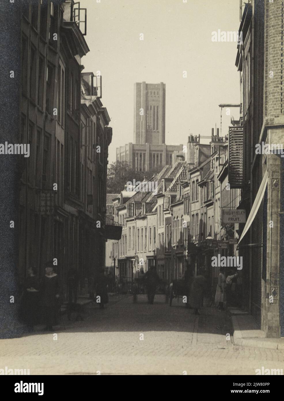 Face in the Haverstraat in Utrecht, from the east, with the tower of ...