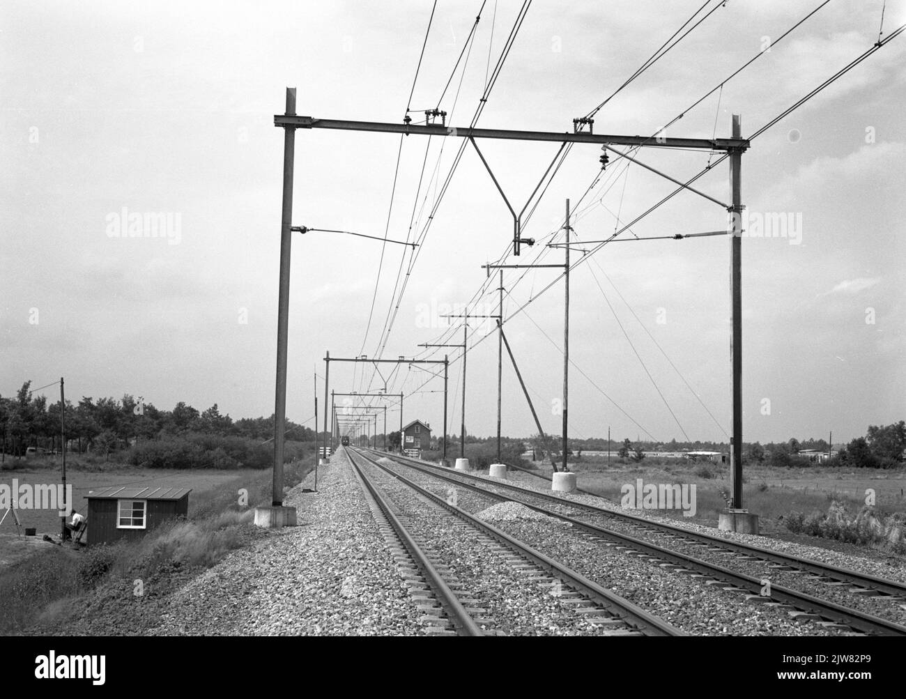 View of the railway line at Deurne, with a special construction of the ...