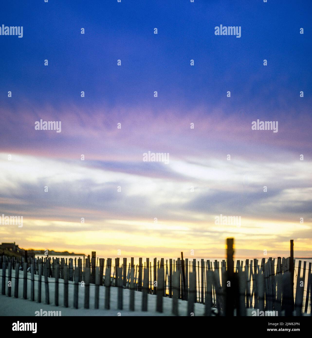 New York, 1980s, beach wooden picket fences, sunset, The Hamptons, Long ...