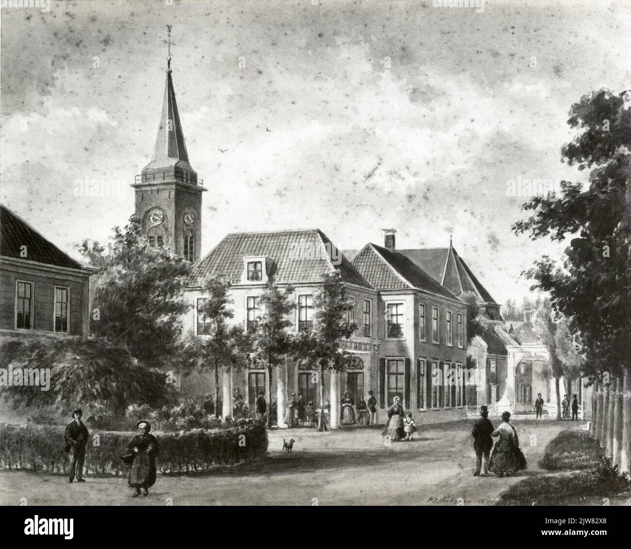 Face in the Herenweg in Breukelen from the south, with the tower of the ...