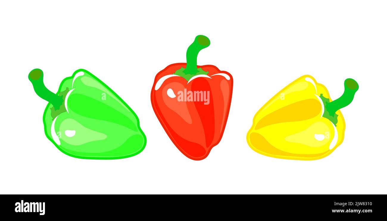 red green and yellow bell pepper capsicum logo icon set collection ...