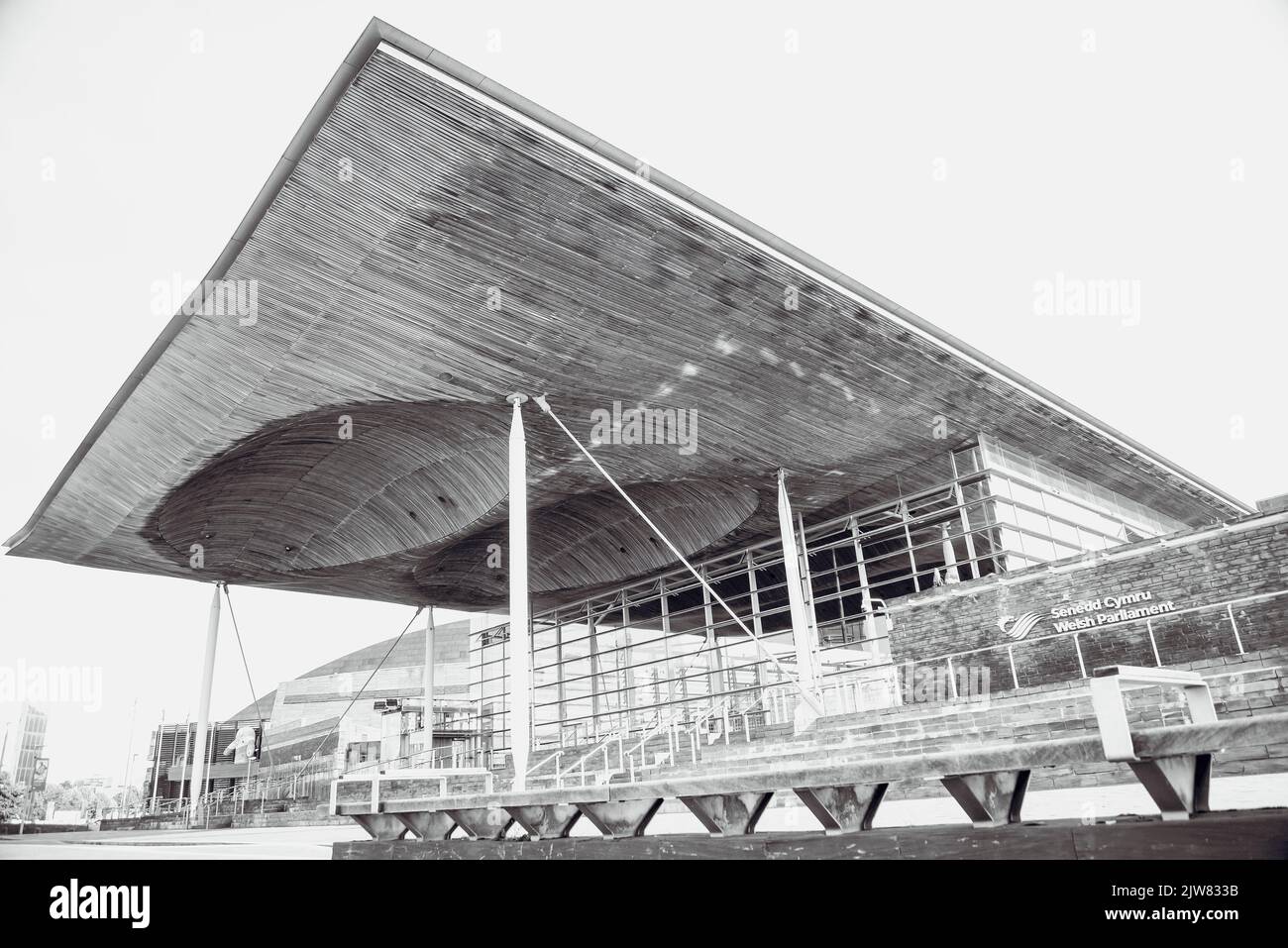 The Senedd building (Welsh Parliament), Cardiff, UK, August 12th 2022 ...