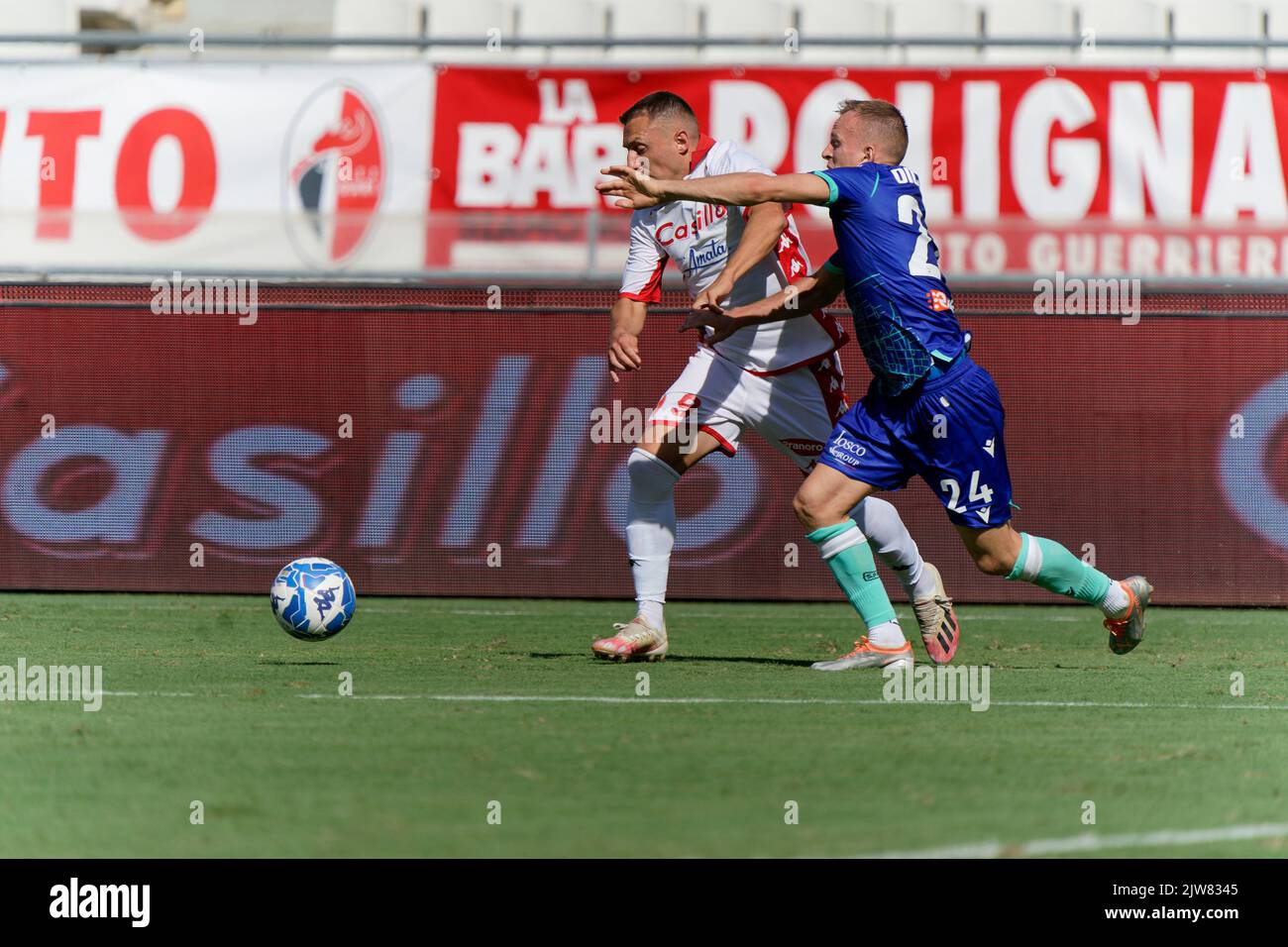 Andrea D'Errico (SSC Bari) and Lorenzo Dickmann (Spal Ferrara) during ...