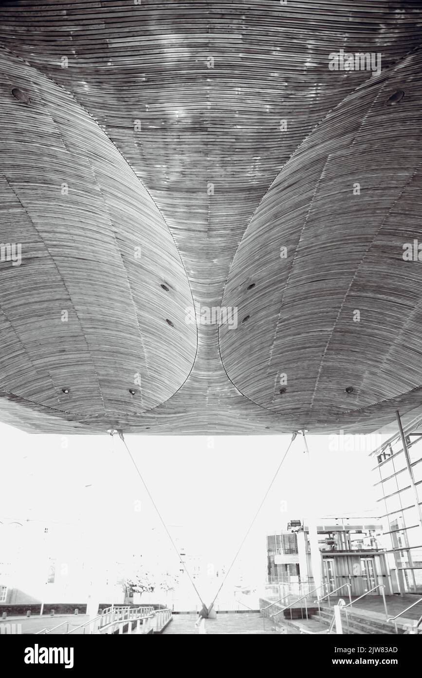 The Senedd building (Welsh Parliament), Cardiff, UK, August 12th 2022 ...