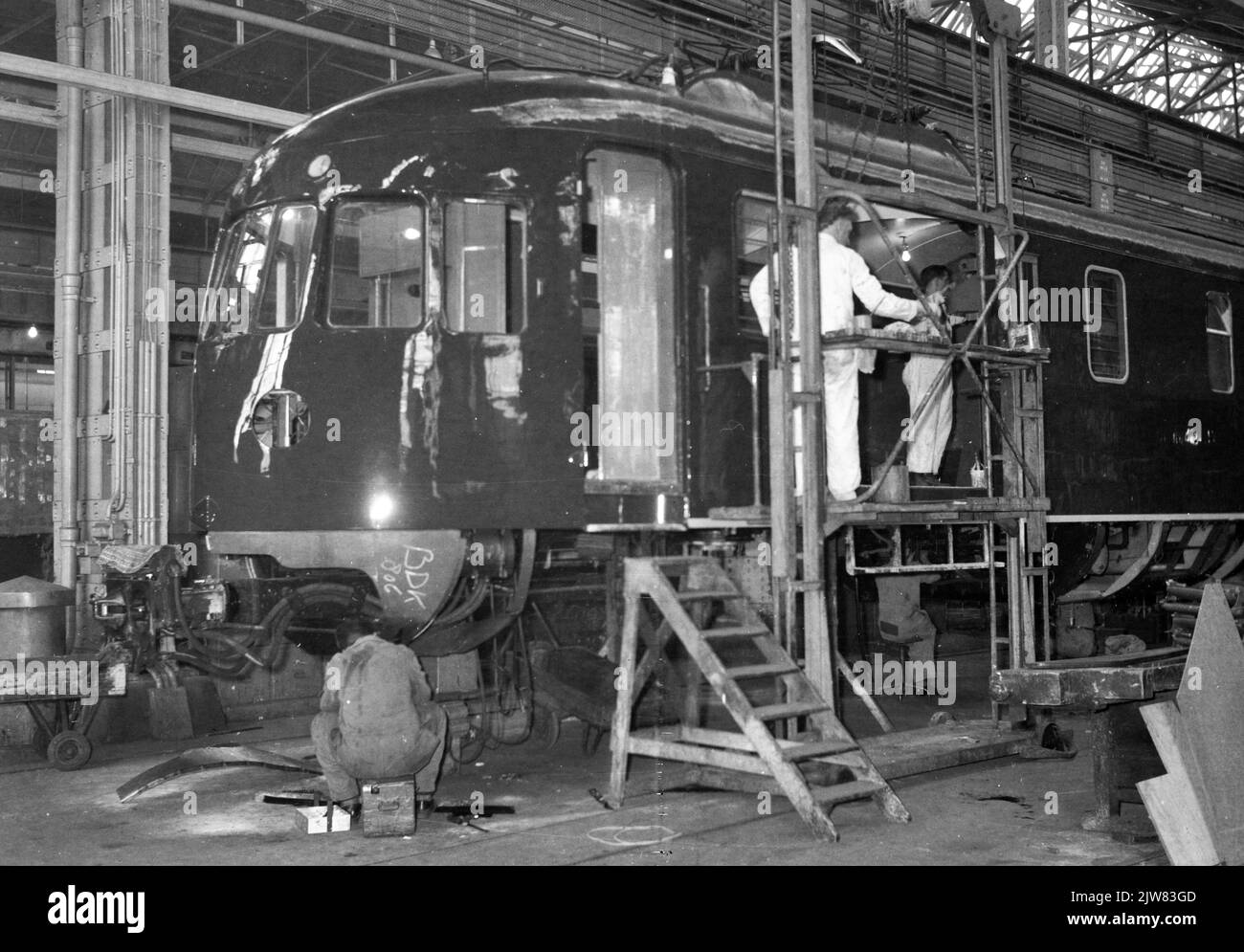 Image of overhaul or repair work on the BDK tray of the Electric train ...
