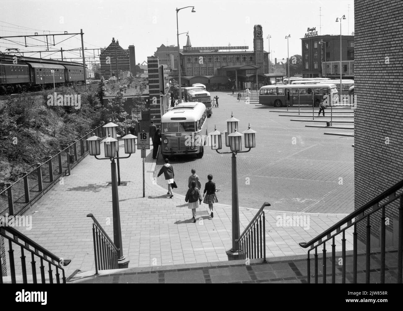 View of the regional bus station at the N.S. station Arnhem in Arnhem ...