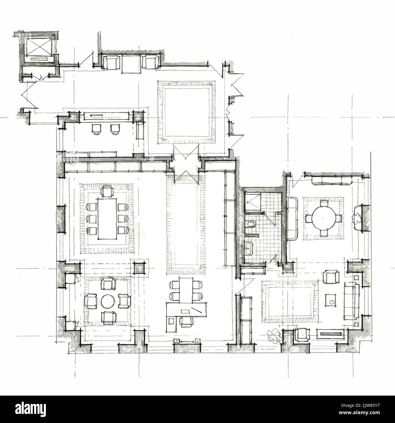 Architectural floor plan of administrative offices. Drawing of ...