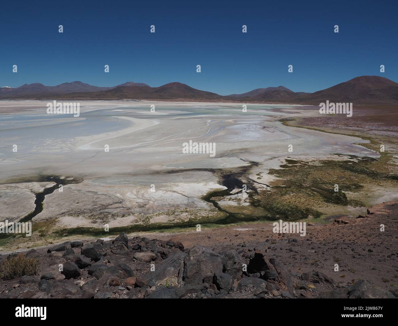 The Atacama Desert on a hot sunny day against a blue sky background in ...