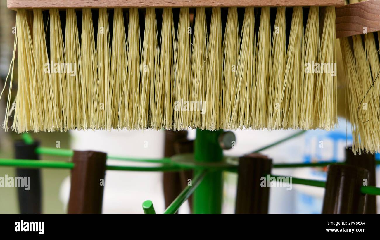 Rectangular wooden brush with synthetic bristles for painting and glue ...