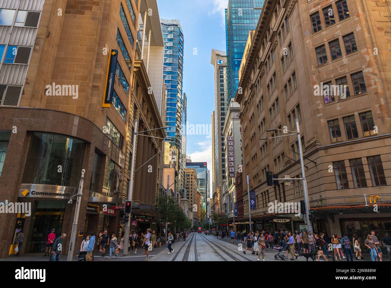Sydney, Australia - April 16, 2022: George street viewed towards North ...