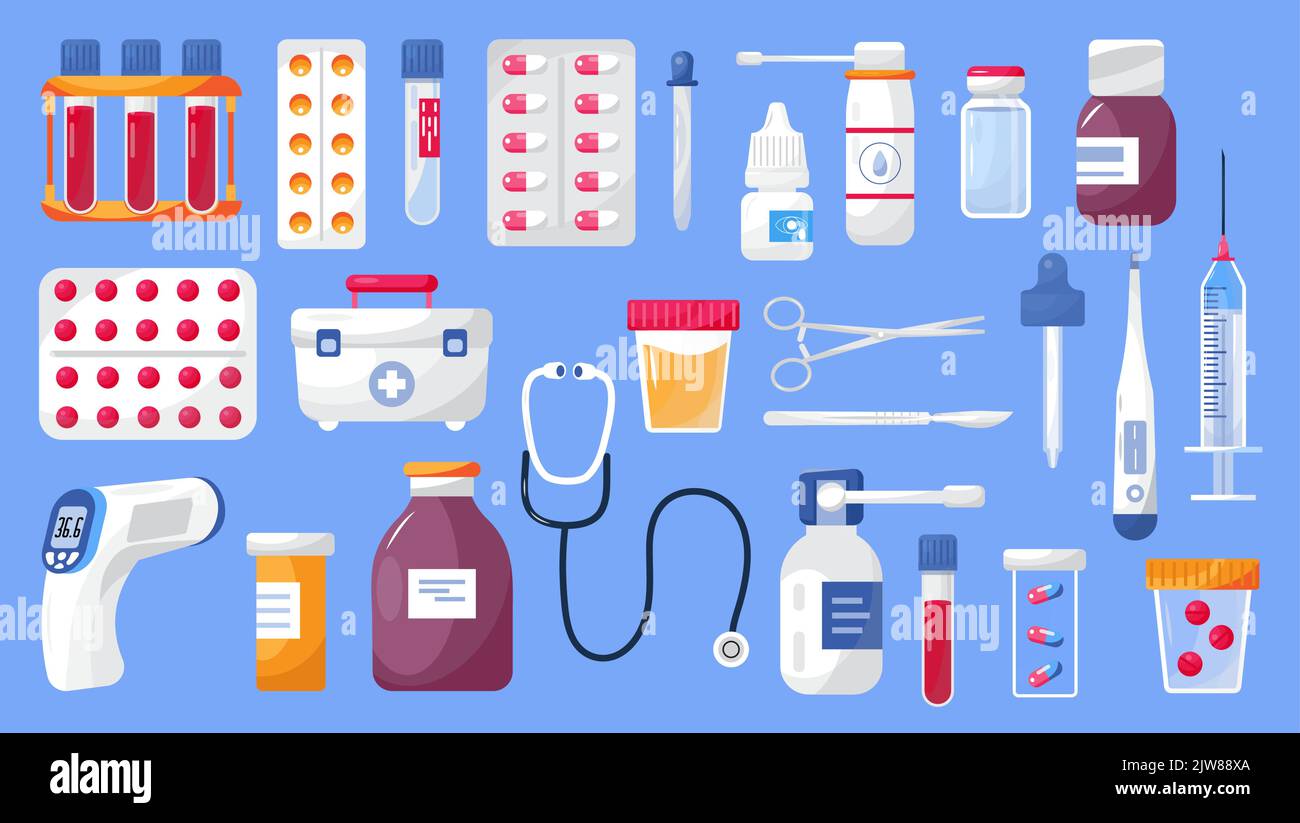 Medication icons set vector. Medicine icon collection. Medical tube ...