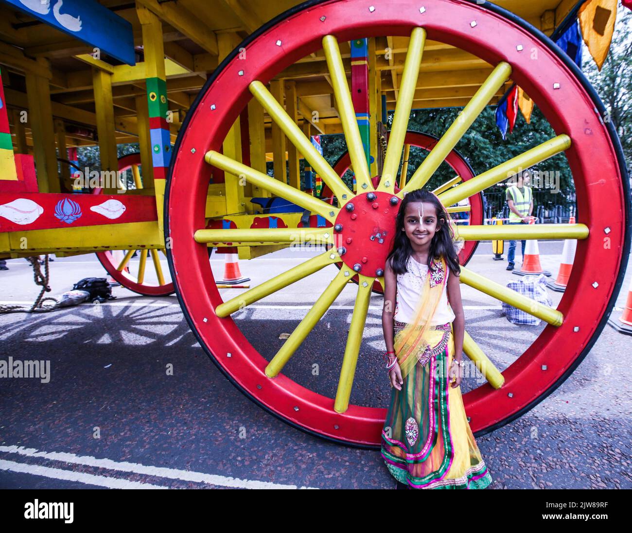 London UK Sunday 4th September 2022 A young Krishna devotees infront of ...