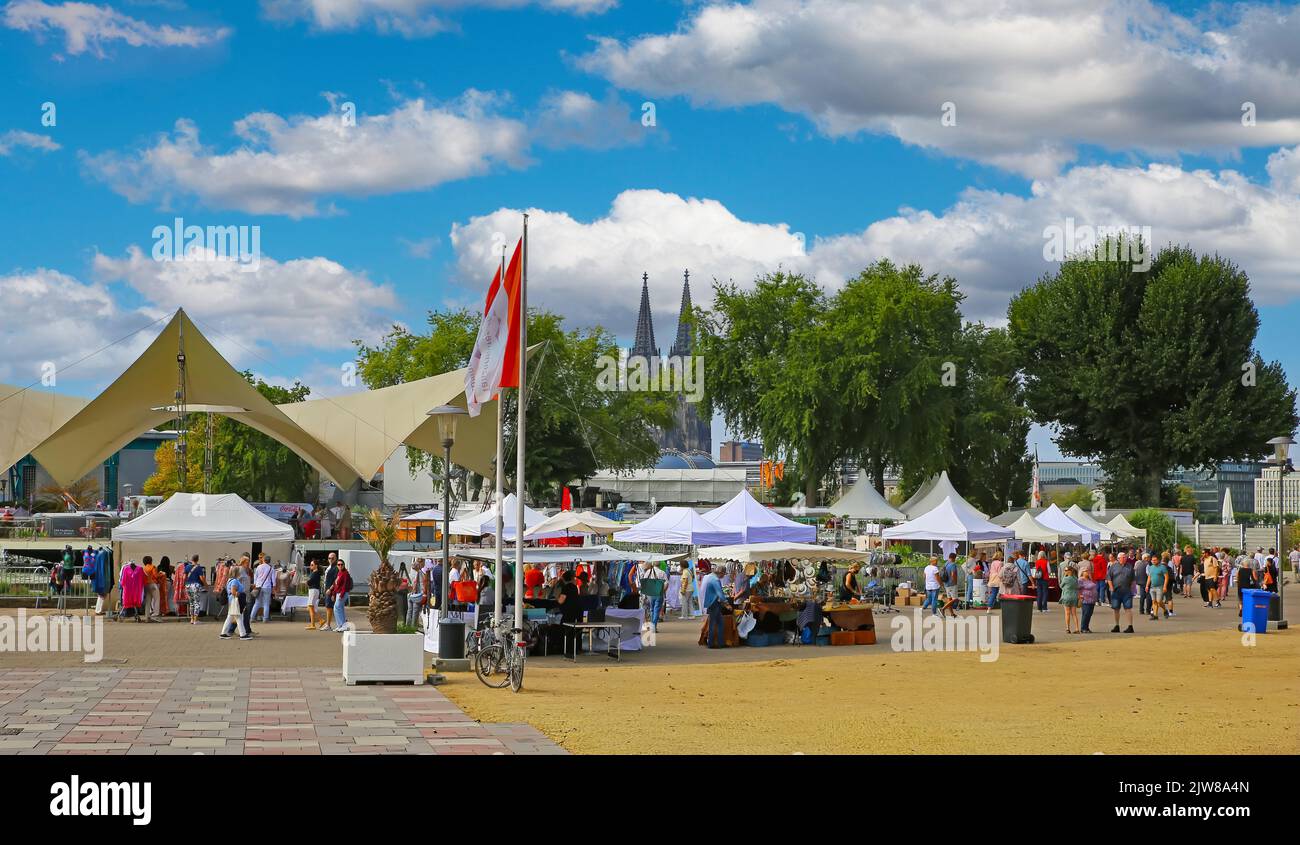 Cologne (Fischmarkt, Tanzbrunnen) - July 29. 2022: Sunday fish market ...