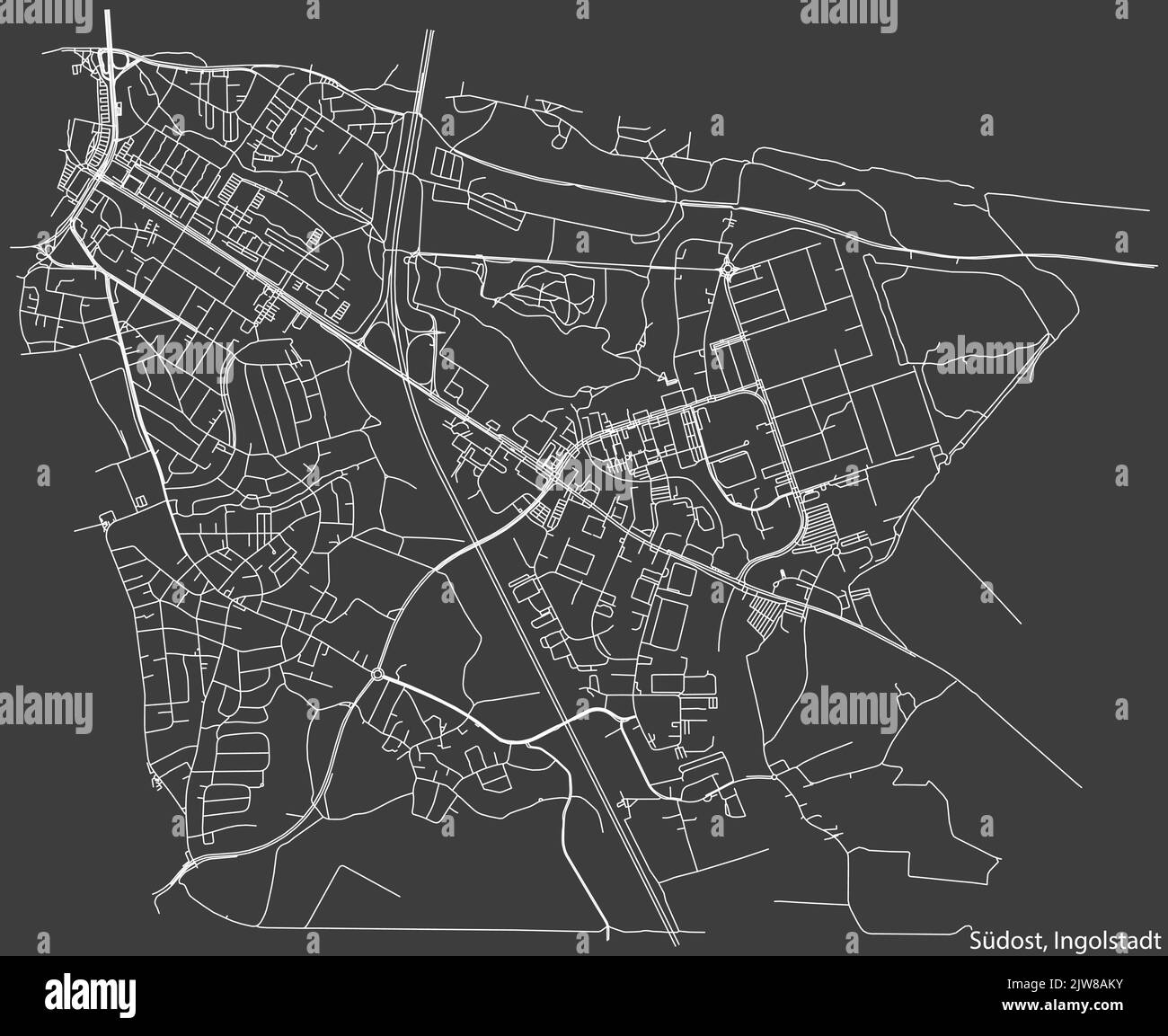 Street roads map of the SÜDOST DISTRICT, INGOLSTADT Stock Vector Image ...
