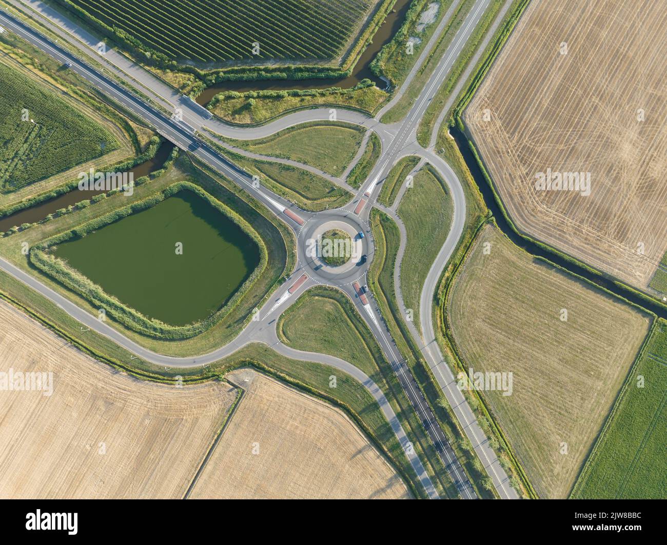 Roundabout junction aerial vehicle auto motorway intersection ...