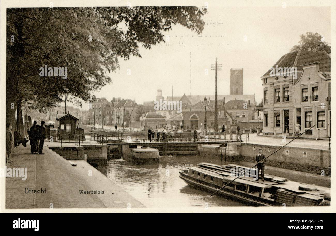 View of the Vecht in Utrecht with the Weerdsluis and on the right the ...