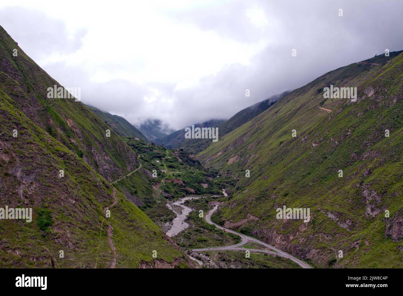 A beautiful view of the Rio Tarma river flowing between the two hills ...