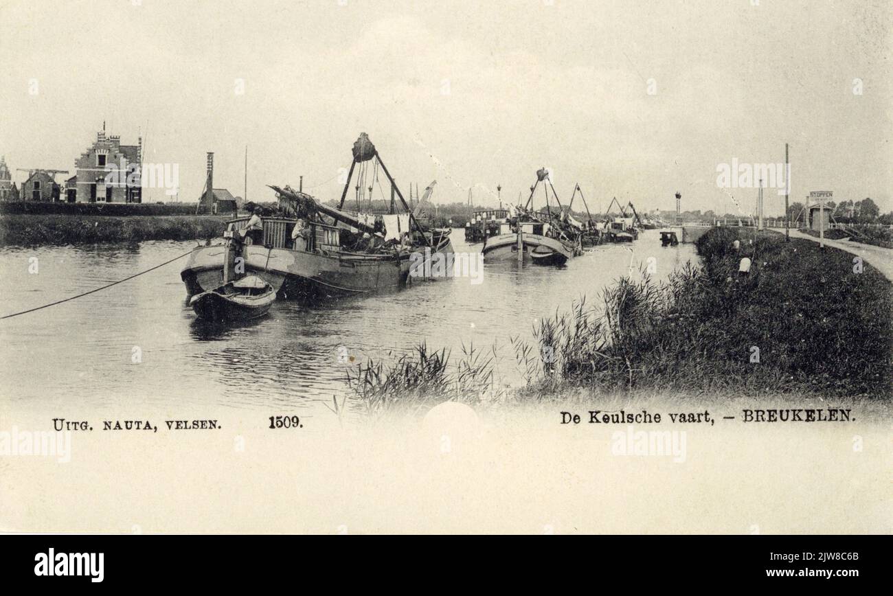 View of the Merwedekanaal with ships near Breukelen from the north ...