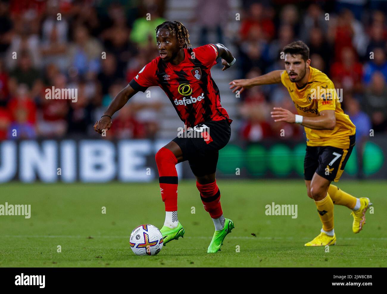 Bournemouth's Jordan Zemura in action during the Premier League match ...