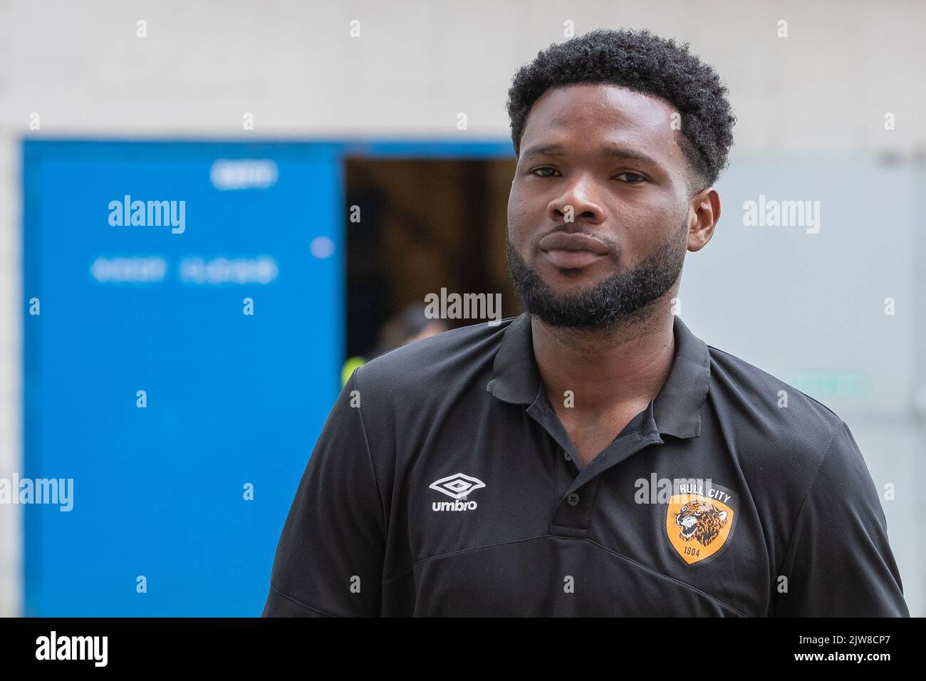 Benjamin Tetteh #30 of Hull City arrives at The MKM Stadium ahead of ...