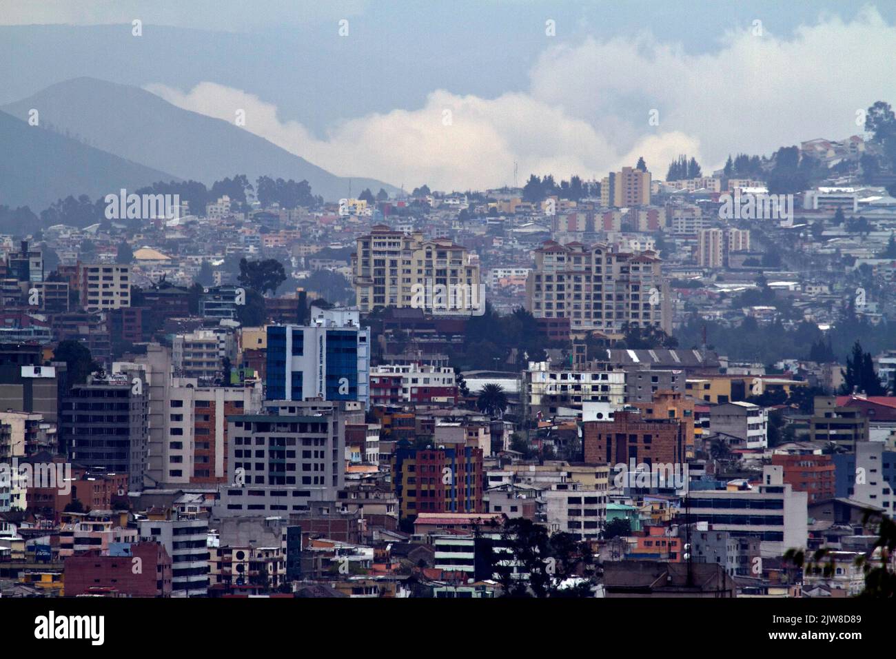 An amazing view of the capital of Ecuador, Quito, an aerial shot Stock ...