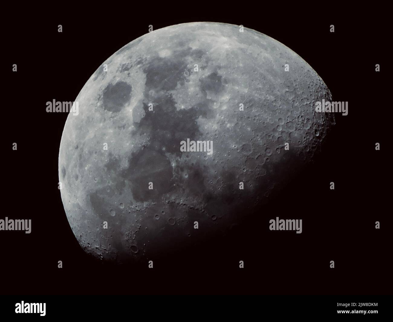 A beautiful closeup shot of the moon with a black background from space ...