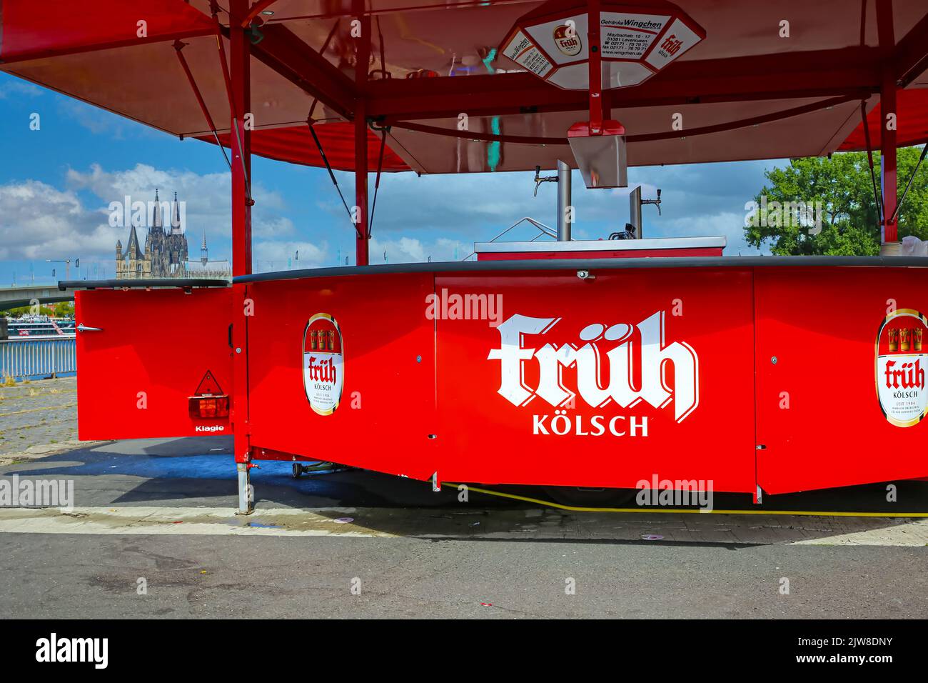 Cologne, Germany - July 9. 2022: Empty beer stand of local beer brewery ...