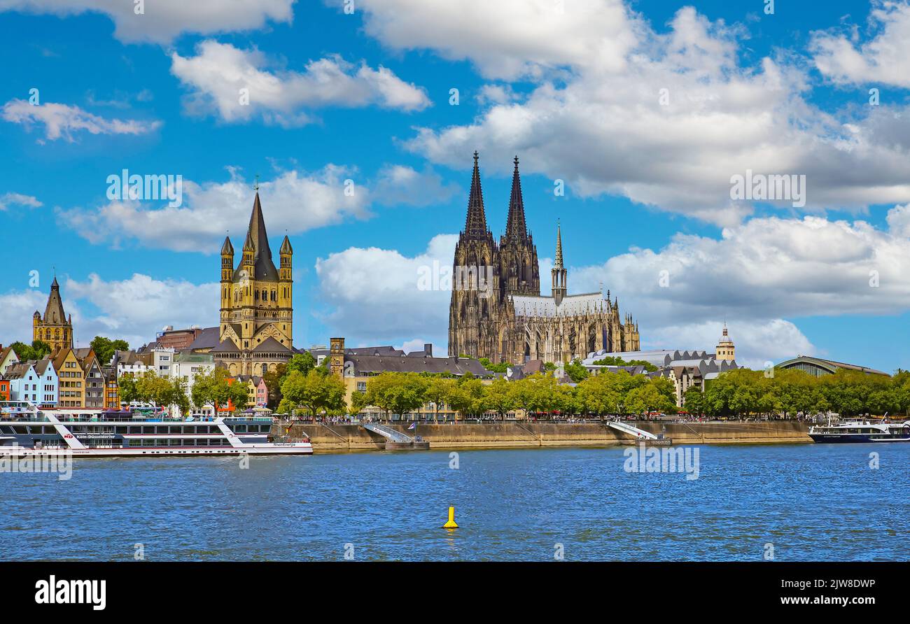 Cologne, Germany - July 9. 2022: Beautiful river rhine waterfront ...