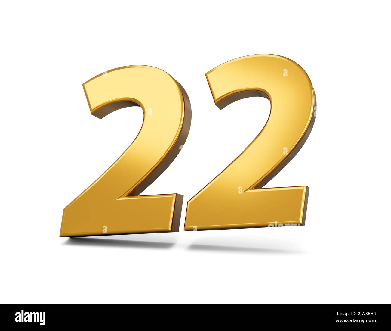 A 3D rendered golden number 22 isolated on white background Stock Photo ...
