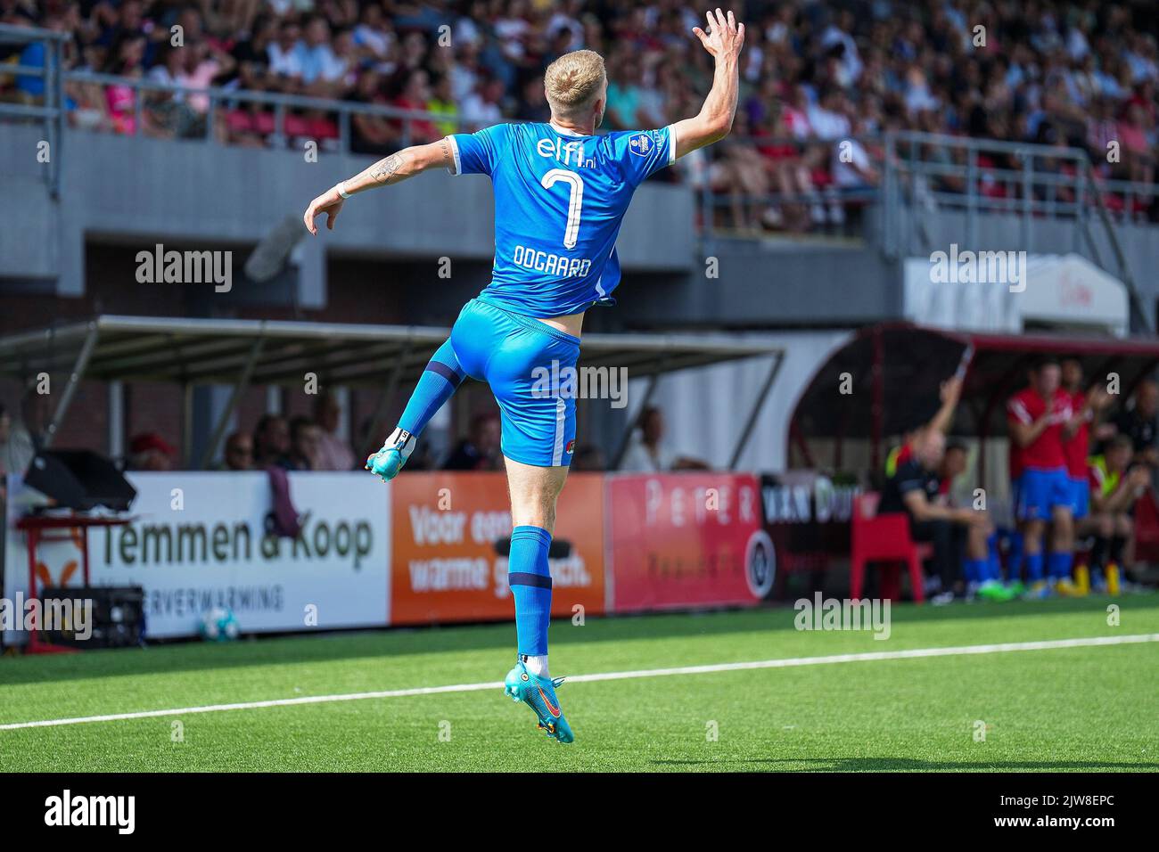 EMMEN - Jens Odgaard of AZ Alkmaar celebrates the 0-1 during the Dutch ...