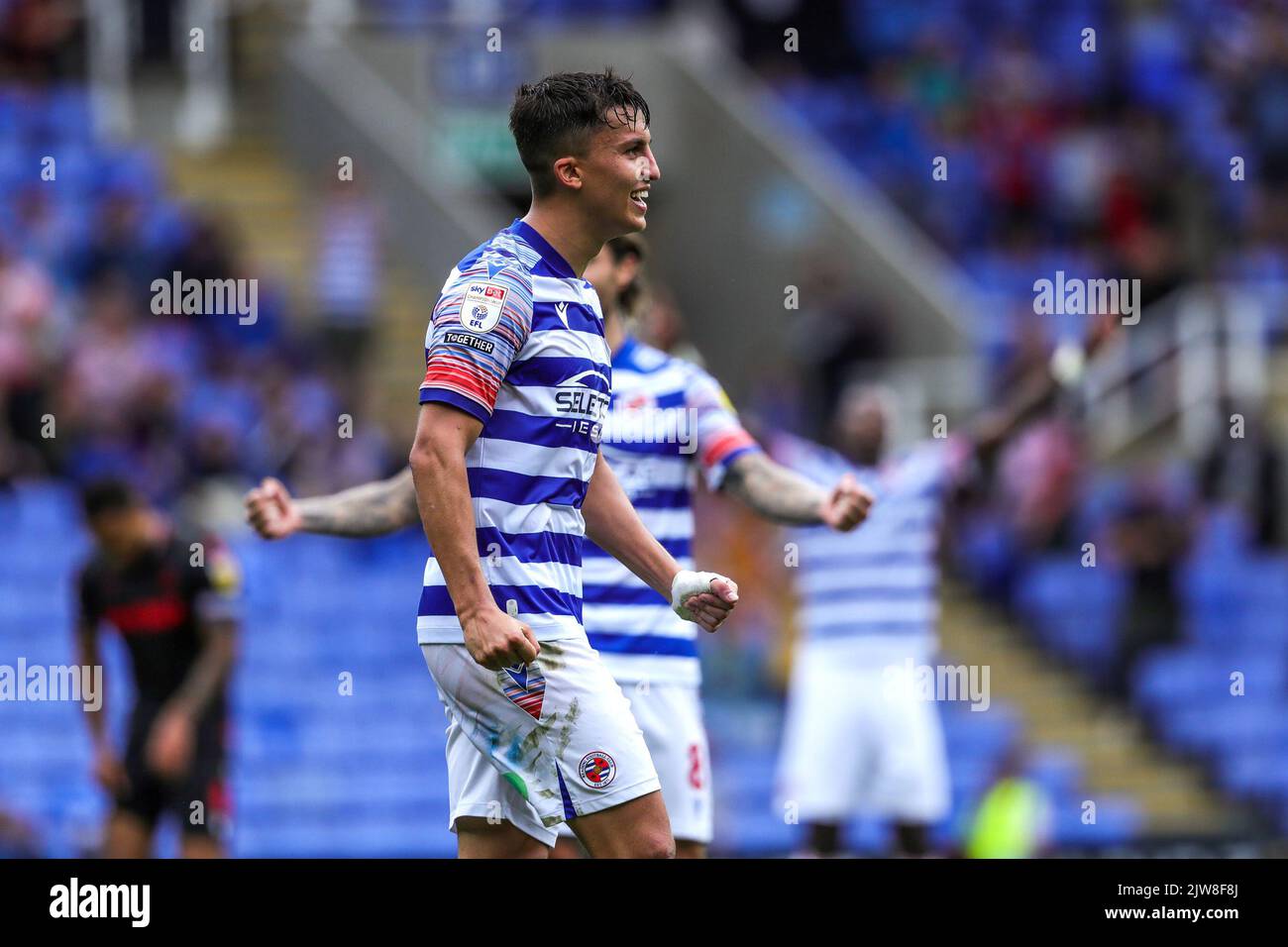 Tom McIntyre #5 of Reading celebrates after the game during the Sky Bet ...