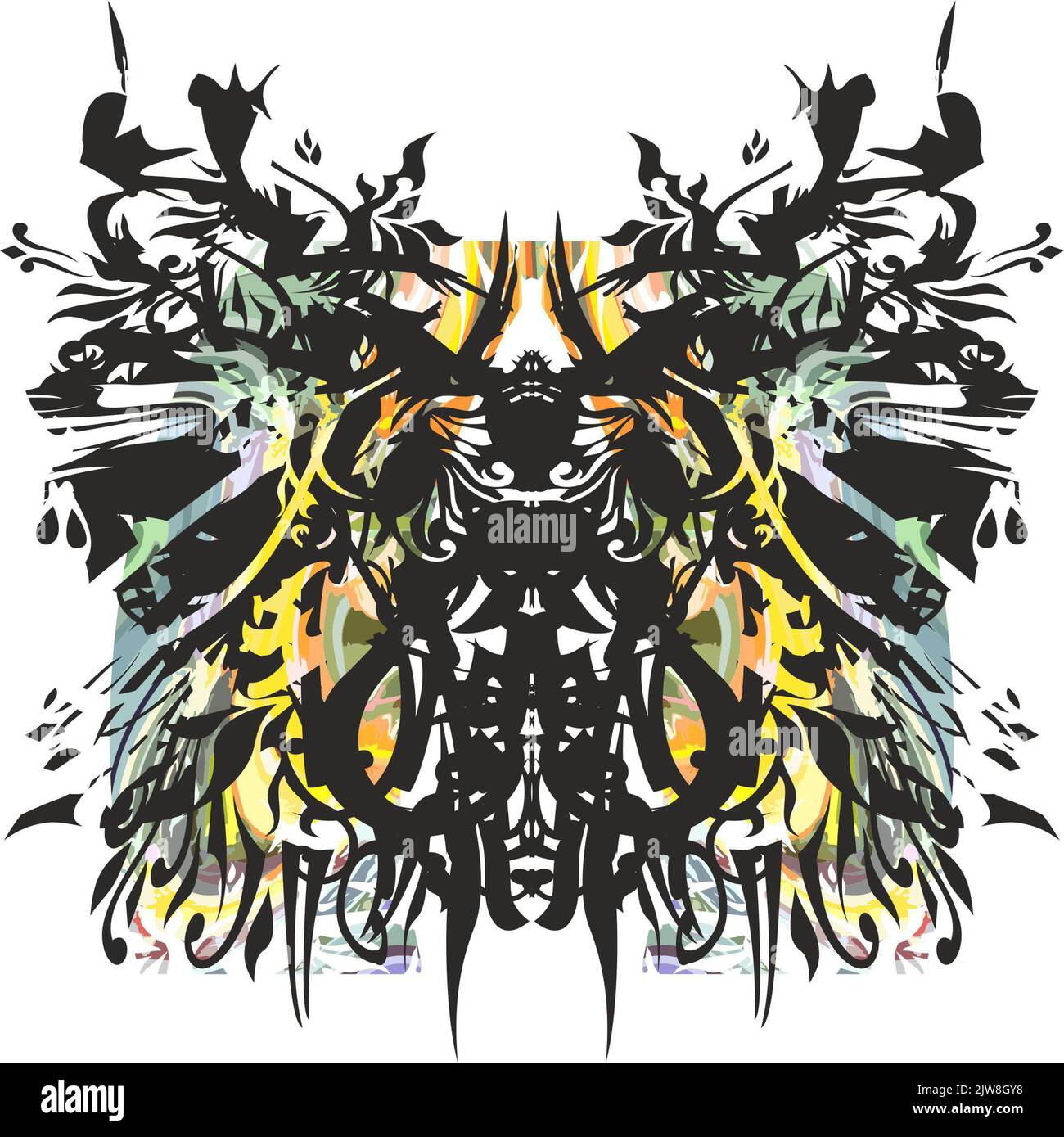 Scary colorful patterned butterfly wings isolated on white. Gothic ...