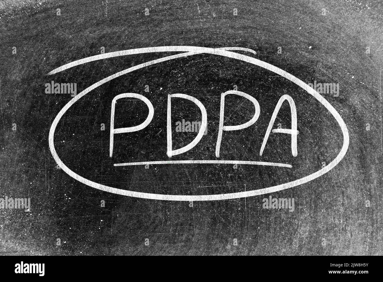 White chalk hand writing in word PDPA (Abbreviation of personal data ...