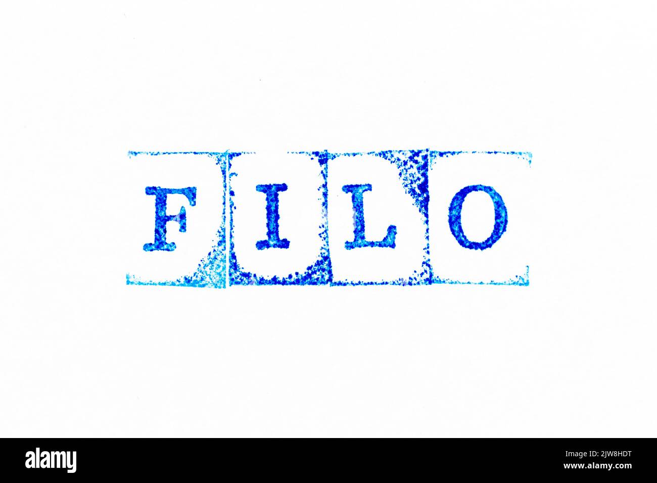 Blue color ink rubber stamp in word FILO (abbreviation of first in last ...