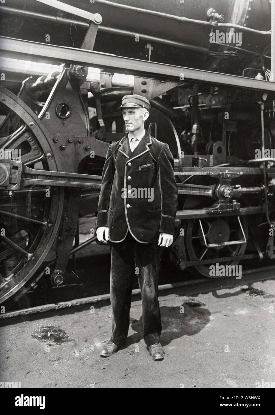 Image of a student operator at a steam locomotive Stock Photo - Alamy