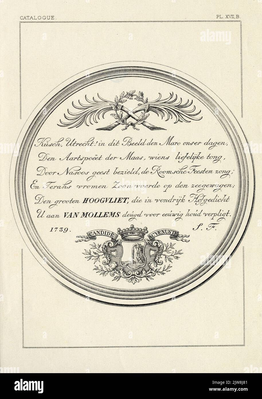 Six -line poem on Arnold Hoogvliet Druk Recto Stock Photo - Alamy