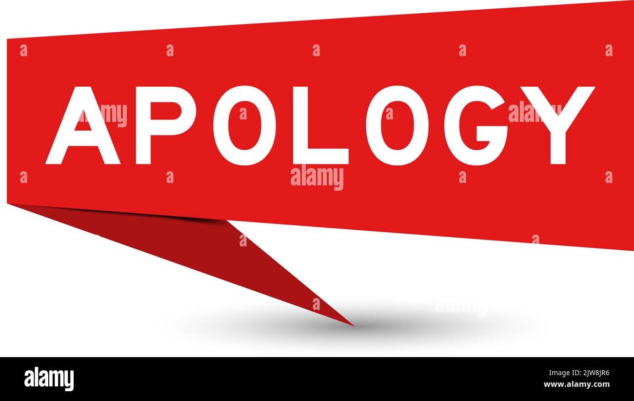 Red color speech banner with word apology on white background Stock ...