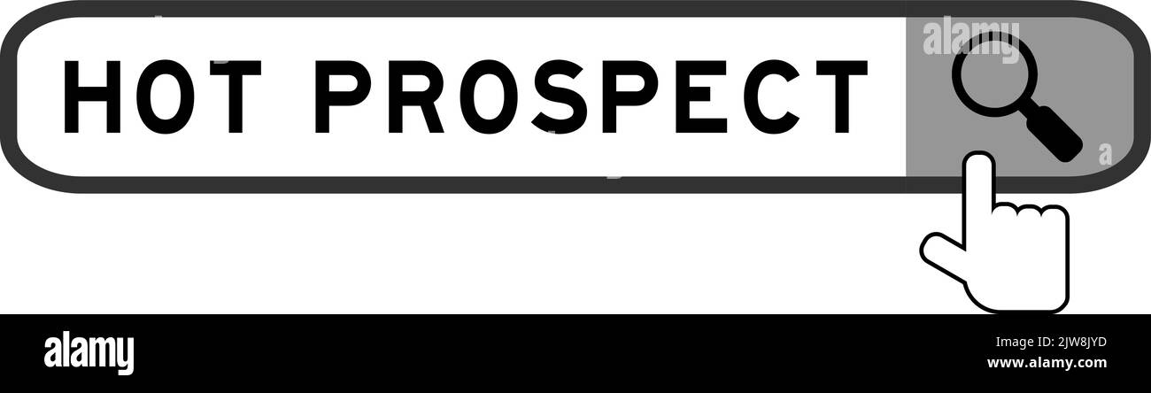 Search banner in word hot prospect with hand over magnifier icon on ...