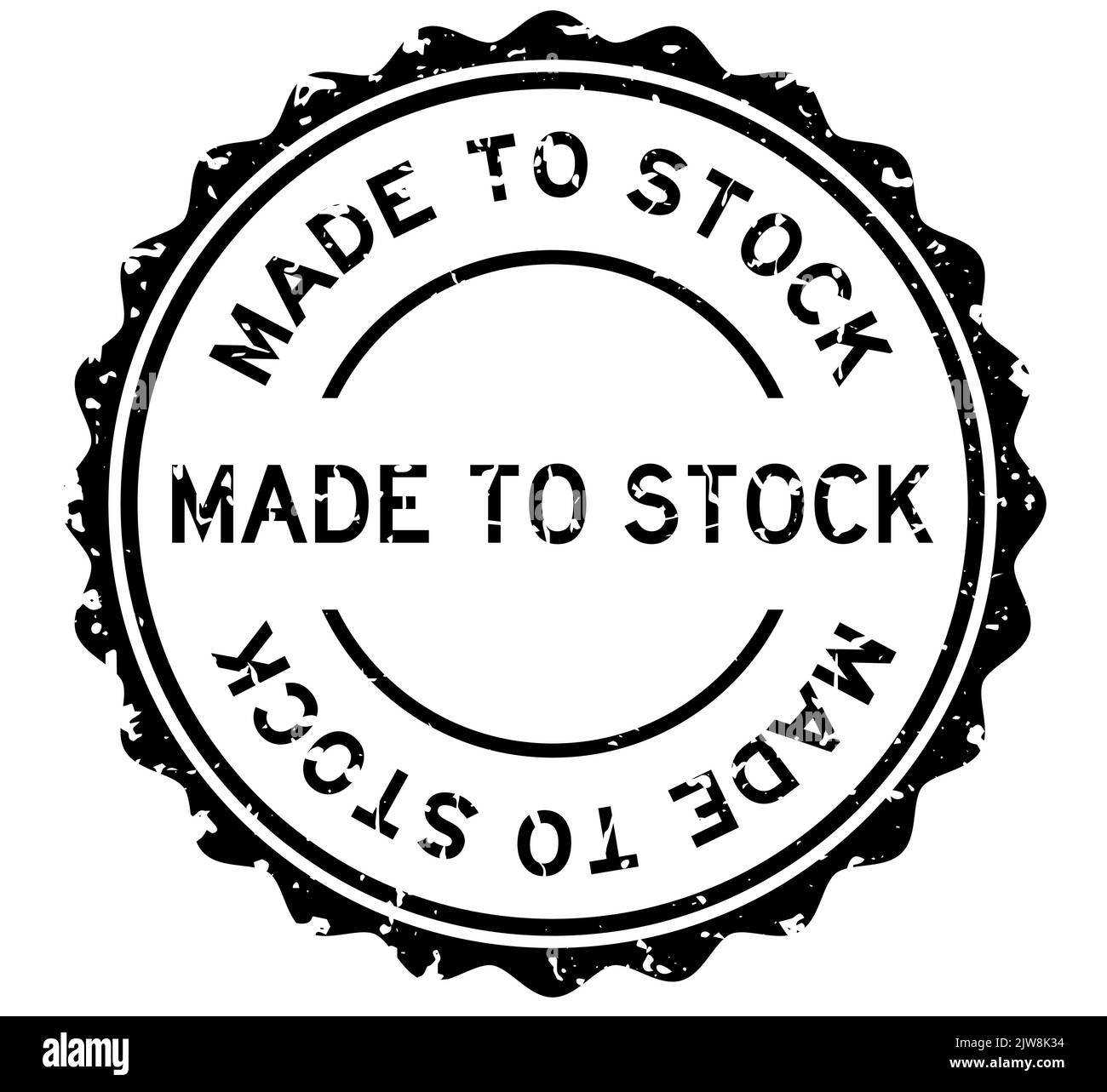 Grunge black made to stock word round rubber seal stamp on white ...