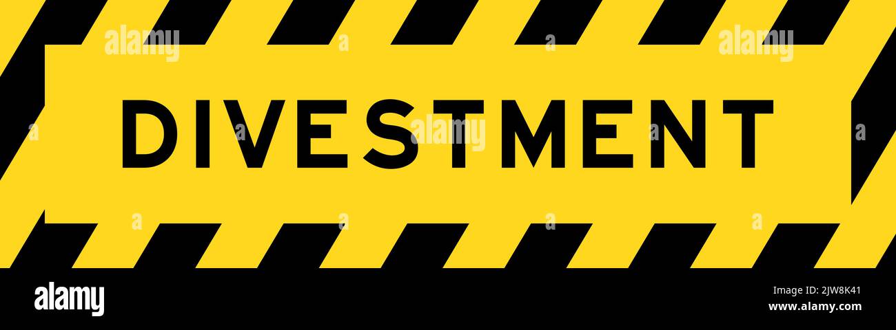 Yellow and black color with line striped label banner with word ...