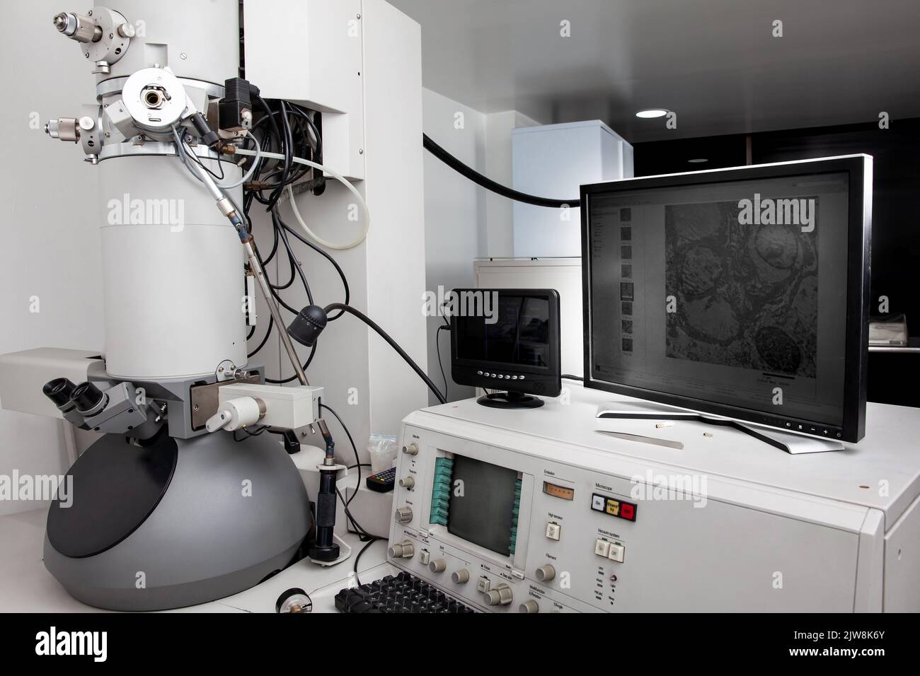 Electron microscope in a scientific laboratory used for diagnosis and ...