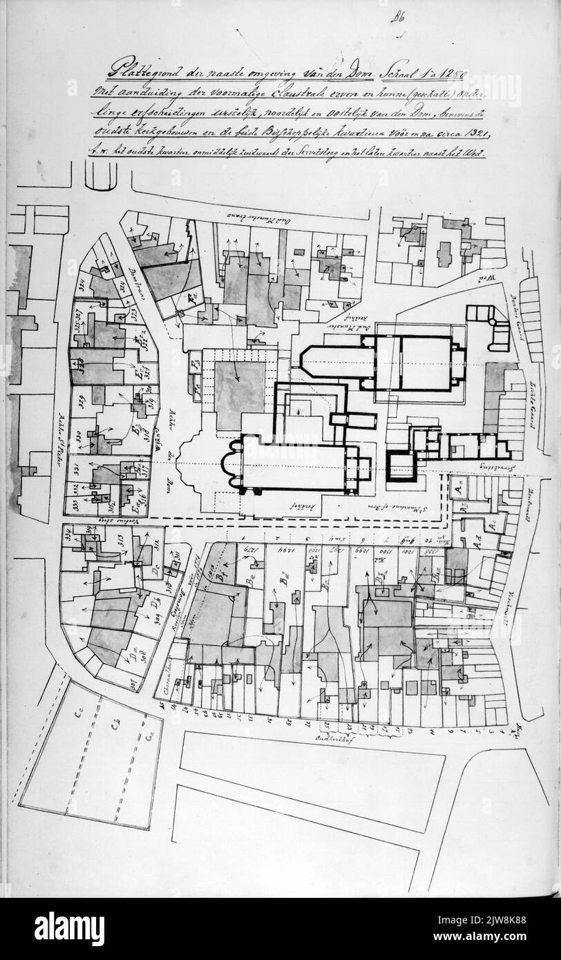 Map of the Domplein and immediate surroundings in Utrecht with the ...