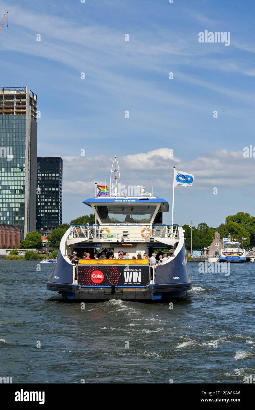 Amsterdam, Netherlands - August 2022: River ferry leaving the ...