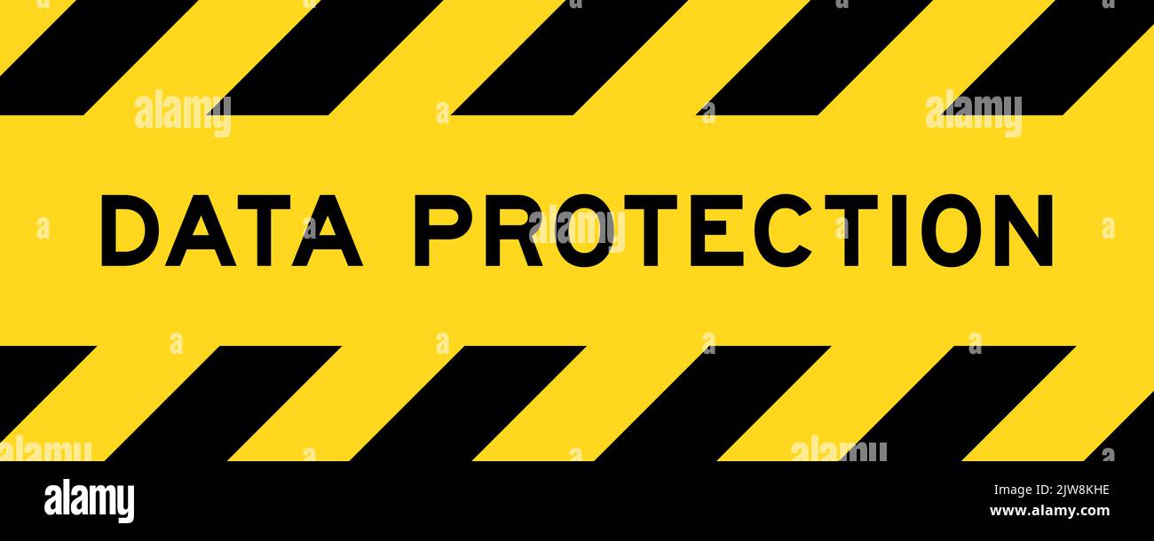 Yellow and black color with line striped label banner with word data ...