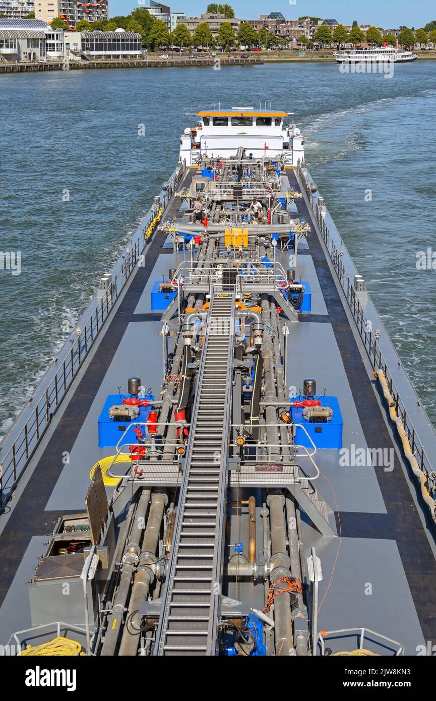 Rotterdam, Netherlands - August 2022: Industrial tanker barge sailing ...