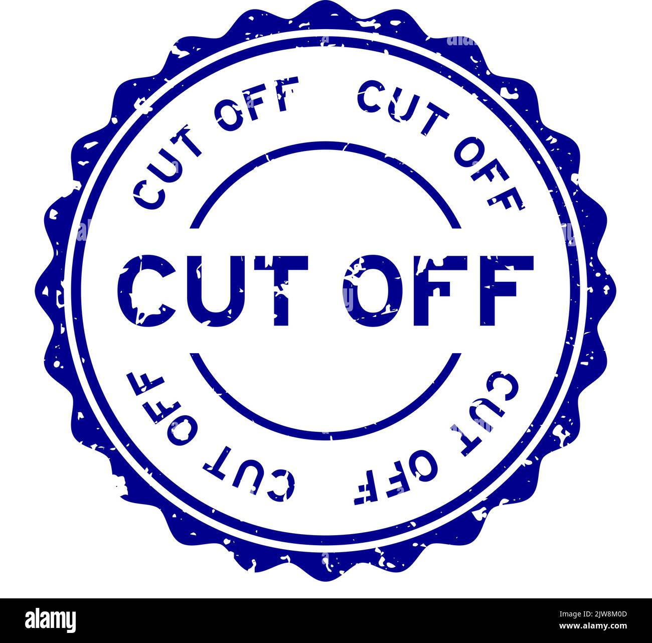 Grunge blue cut off word round rubber seal stamp on white background ...