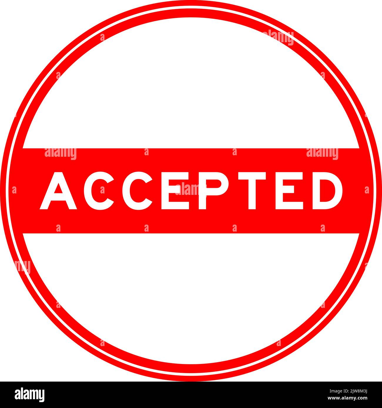 Red color round seal sticker in word accepted on white background Stock ...